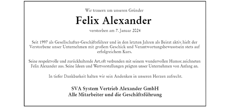 Tod von Felix Alexander | sva.de